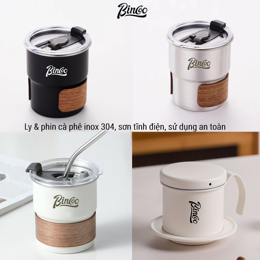 Phin pha cà phê truyền thống inox 304, sơn tĩnh điện, an toàn sử dụng Bincoo ( tặng ly coffee ...