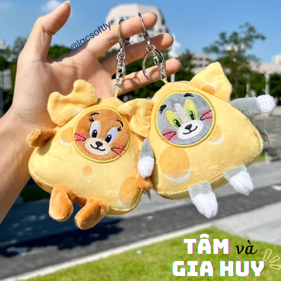Móc chìa khoá gấu bông Tom và Jerry phô mai, Tâm và Gia Huy hoạt tiết ...