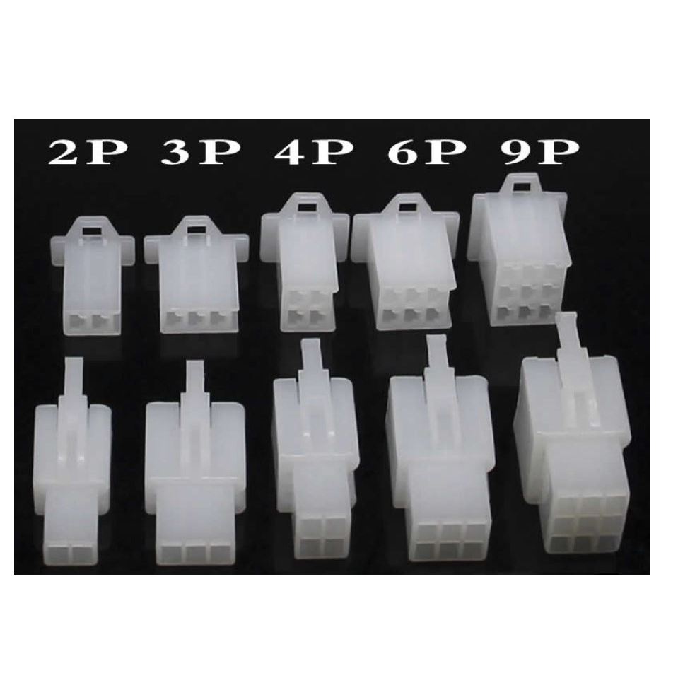 Bộ giắc nhựa ( đực + cái ) 2P 3P 4P 6P 9P dùng cos 2.8 dùng cho xe máy xe số côn tay xe điện ...