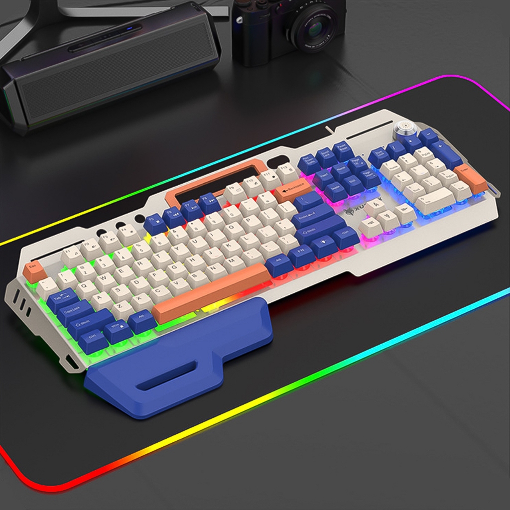 Bàn phím giả cơ gaming K82 thiết kế 94 phím có đèn led 7 màu kèm theo ...