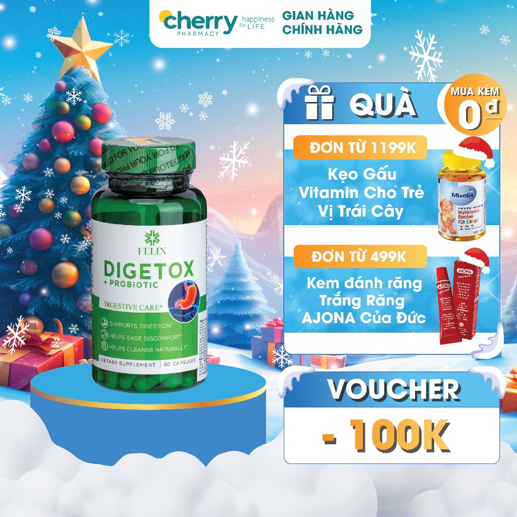 Viên uống hỗ trợ tiêu hóa Felix Digetox Probiotic (USA, 60 viên ...