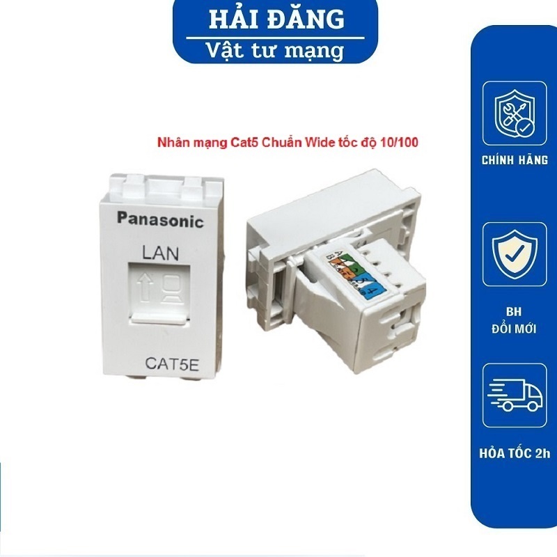 Nhân ổ cắm mạng RJ45 cat5e Panasonic Thiết kế chuẩn Wide có thể lắp âm ...