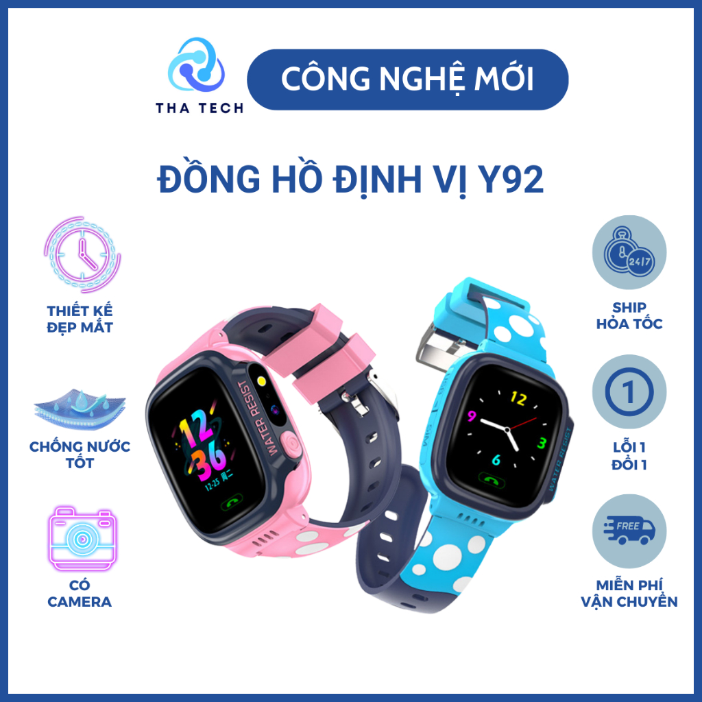 Đồng hồ thông minh trẻ em Y92 định vị, cảm ứng, chống nước lắp sim nghe gọi 2 chiều | Shopee ...
