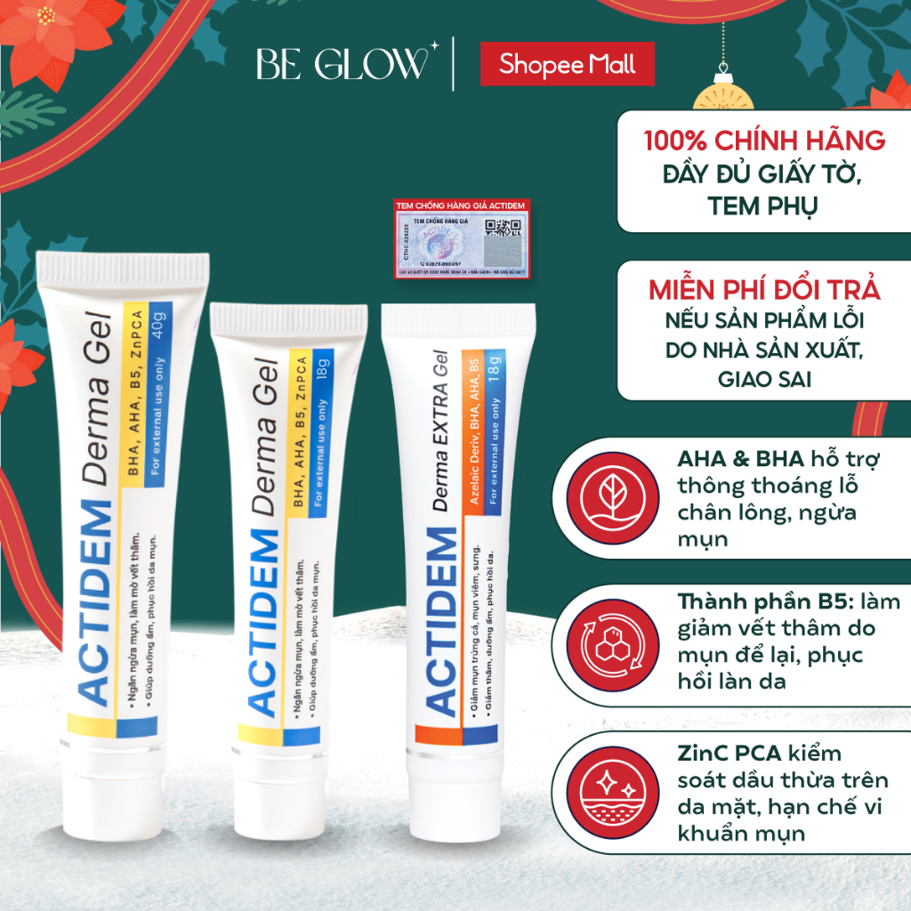 Gel giảm mụn, dưỡng ẩm da ACTIDEM Derma Gel 18gr / 40gr - Be Glow ...