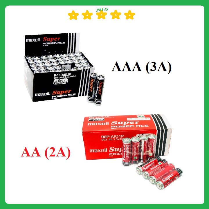 Pin tiểu nhỏ 3A ( AAA ) và lớn 2A ( AA ) Maxell 1 hộp 40 viên | Shopee Việt Nam