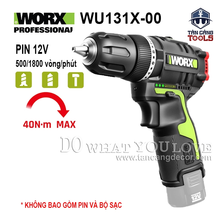 Máy Khoan Động Lực Dùng Pin 12V Worx WU131X-00 ( Thân Máy ) | Shopee ...