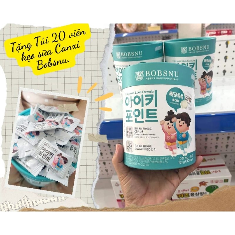 Viên Canxi Sữa Non BOBSNU I-Key Point SNU Hàn Quốc dạng kẹo phát triển chiều cao cho bé từ 1y ...