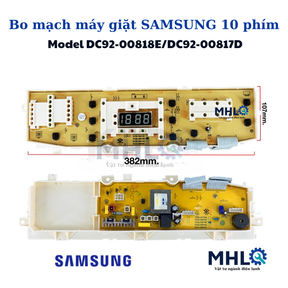 Bo mạch máy giặt samsung 10 phím Model DC92-00818EDC92-00817D dùng chung 11 phím,linh kiện máy ...