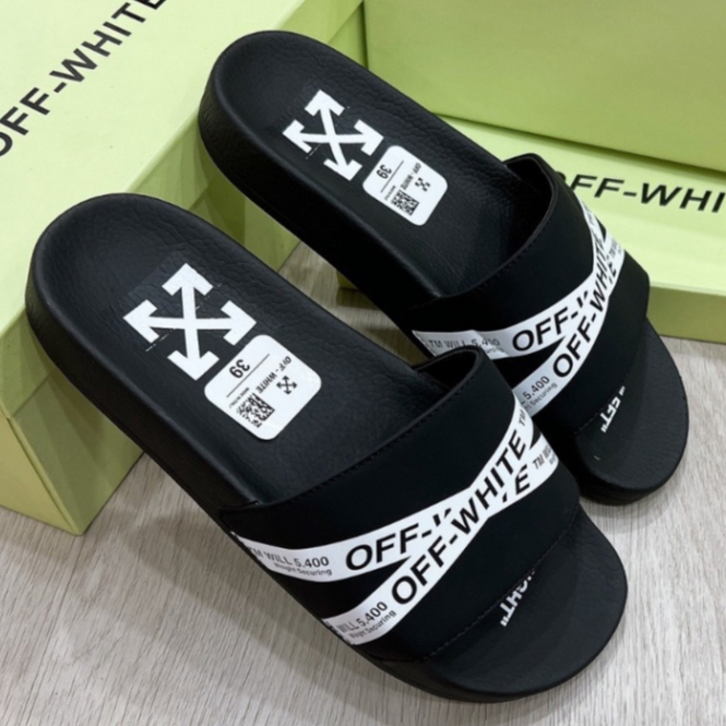 Dép NAM NỮ quai ngang OFF WHITE IN CHÉO 2 màu đen trắng ịn cực đẹp.dép ...