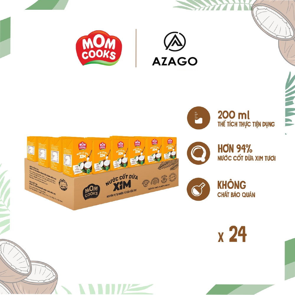 thùng 24 hộp nước cốt dừa nguyên chất 100% hộp 200ml thương hiệu MOM ...