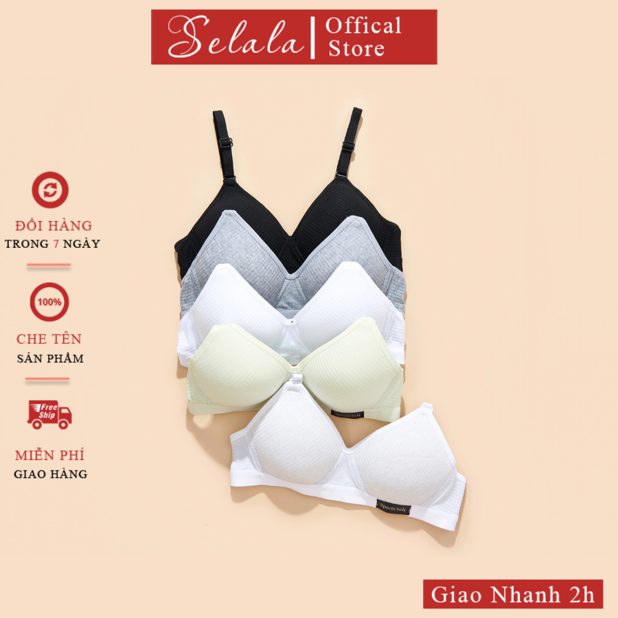 Áo Ngực Học Sinh Selala Không Gọng Đệm Mỏng 1cm Chất Gân Tăm Thoáng Mát ...
