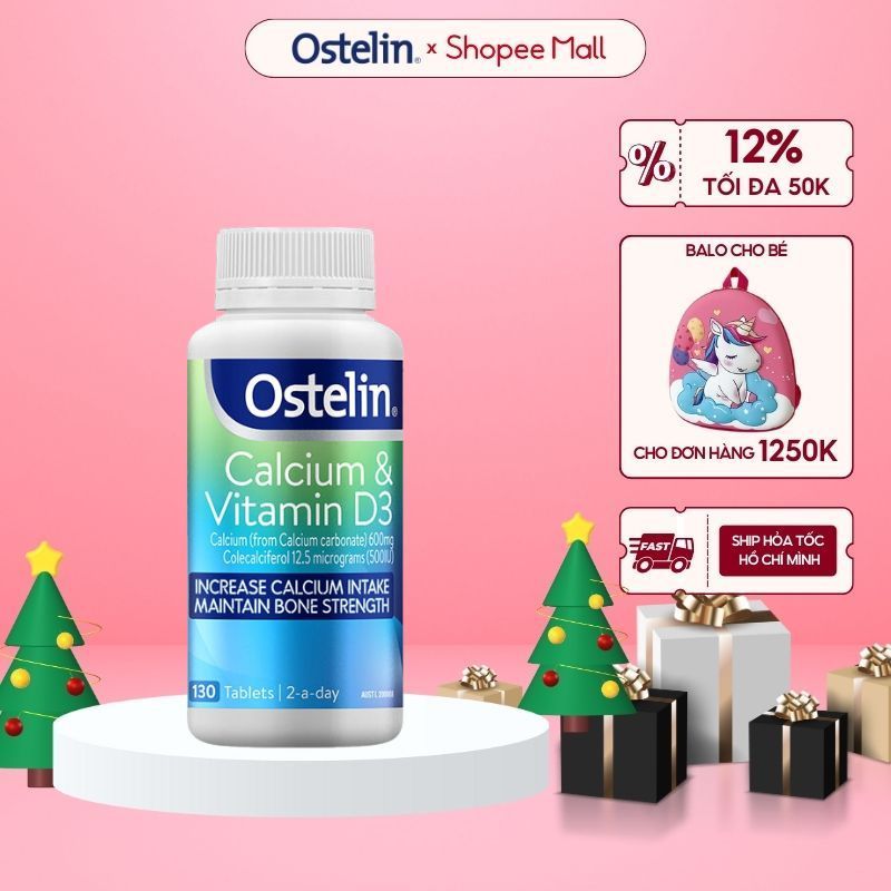 Viên uống bổ sung Canxi và Vitamin D3 cho mẹ bầu Ostelin Calcium & Vitamin D3 130 viên Úc ...