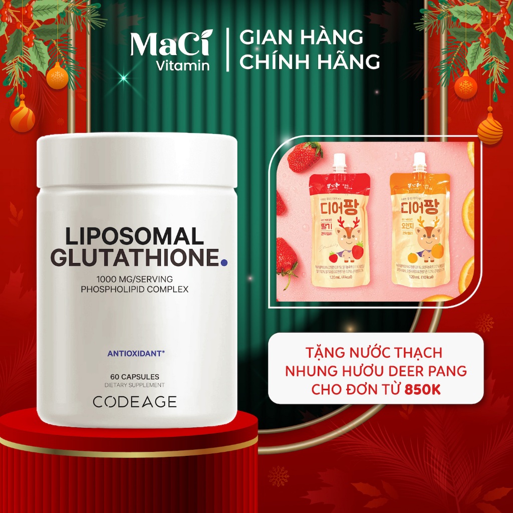 Liposomal Glutathione 1000mg Codeage Chống Oxy Hóa Giúp Trắng Sáng Da