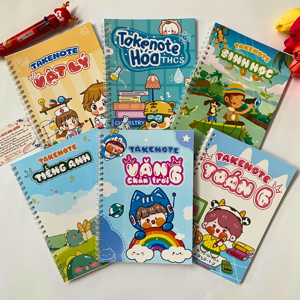 Combo 6 cuốn Sổ Tay TAKENOTE lớp 6 (Toán, Lý, Hóa, Văn chân trời, Sinh ...