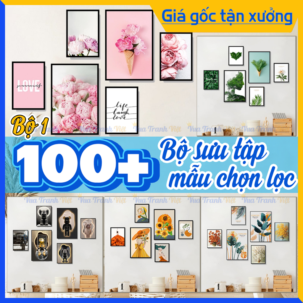 Tranh dán tường, set tranh trang trí phòng khách, Decor phòng ngủ tranh ...