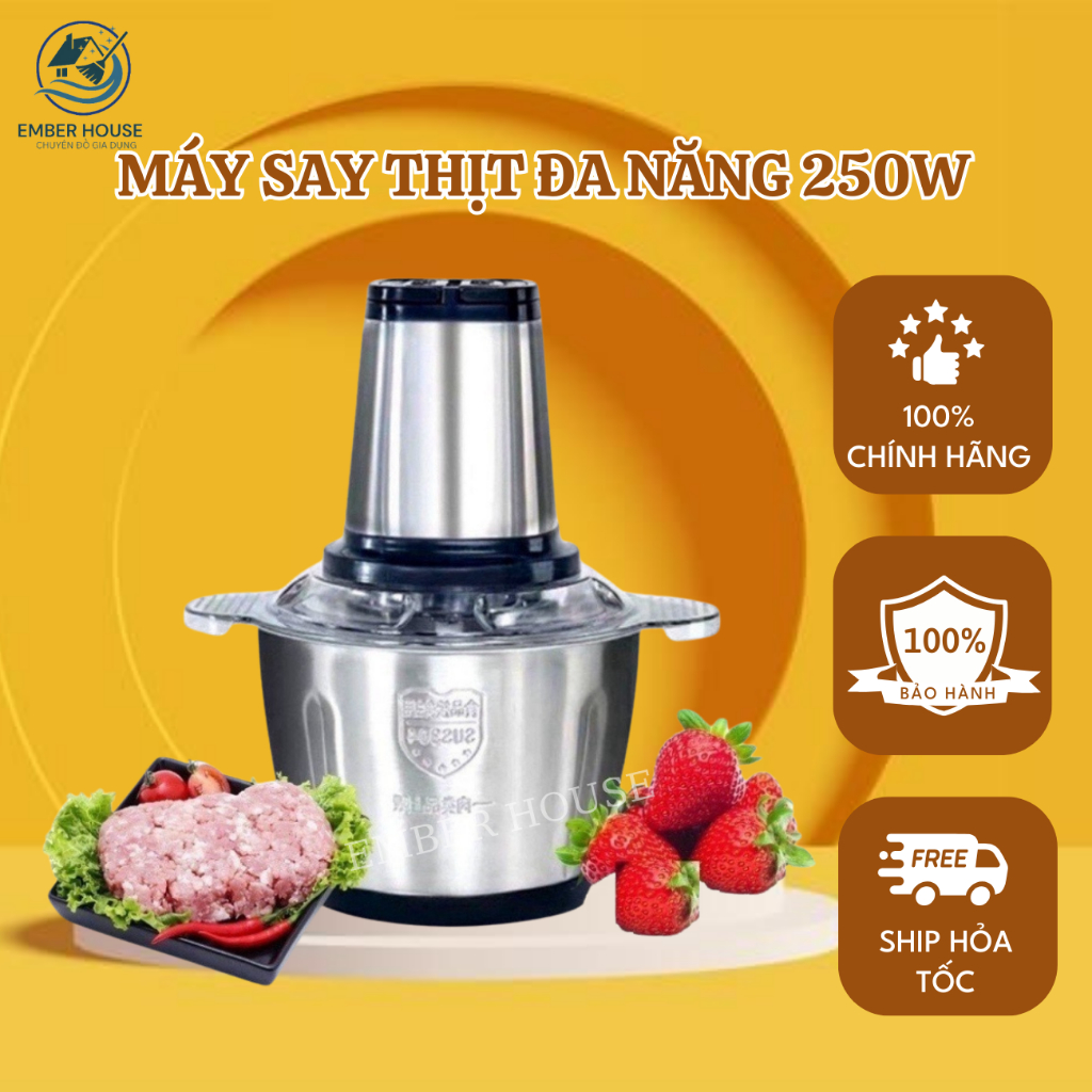 Máy Xay Thịt Cối Inox 4 Lưỡi Đa Năng, Công suất 250W- Xay Thực Phẩm 2l ...
