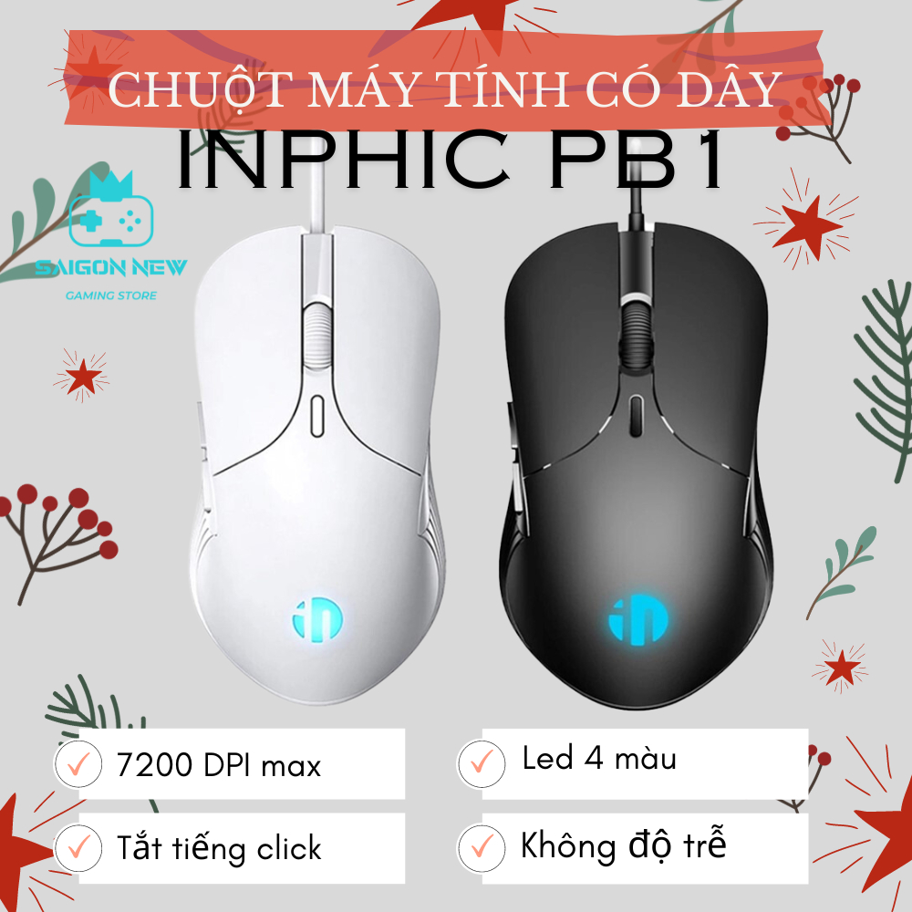 Chuột gaming có dây INPHIC PB1 - DPI lên đến 7200 - Chơi game không độ trễ - thiết kế silent ...