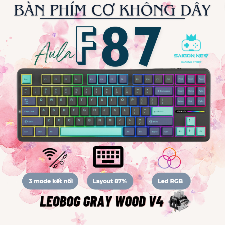 Bàn phím cơ không dây AULA F87 - 3 mode kết nối - Hỗ trợ Hotswap mạch ...