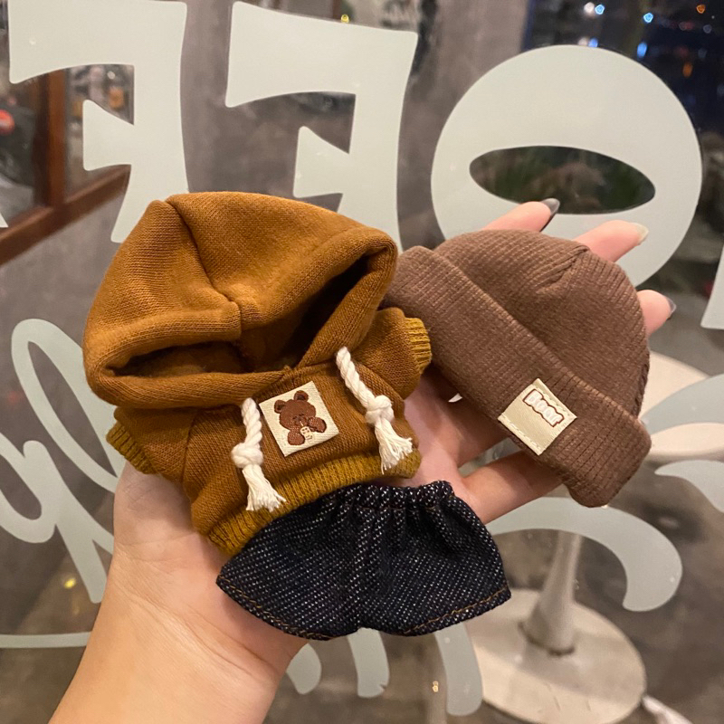 OUTFIT Labubu và DOLL 10cm 15cm 20cm set hoodie gấu nâu | Shopee Việt Nam