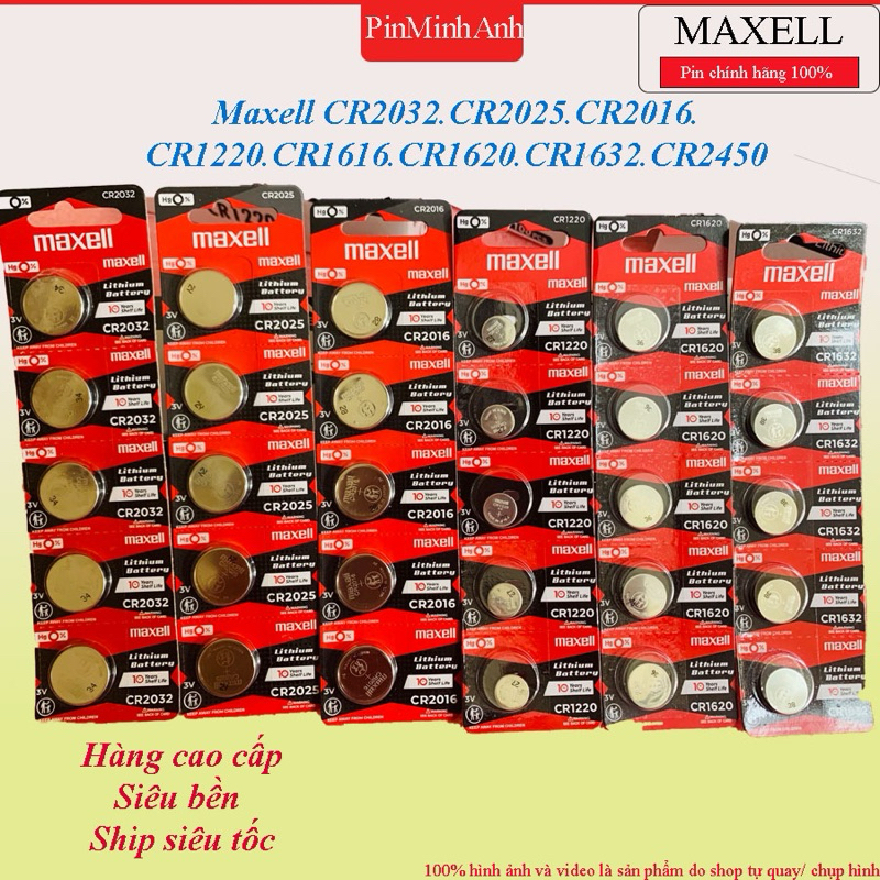 Viên pin Maxell CR2045 / CR1632 / CR1220 / CR1620 / CR1616 lithium 3V ...