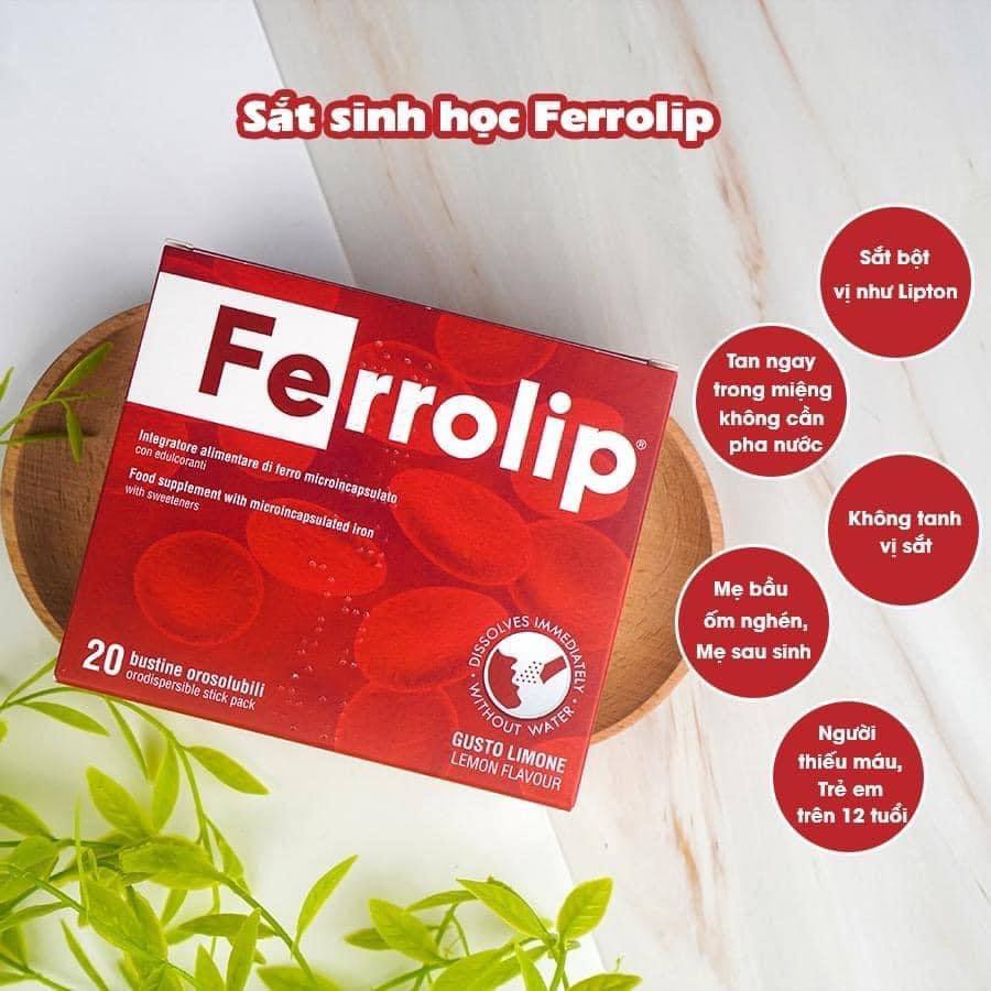 Sắt sinh học Ferrolip dạng gói bột bổ sung sắt cho phụ nữ có thai cho ...