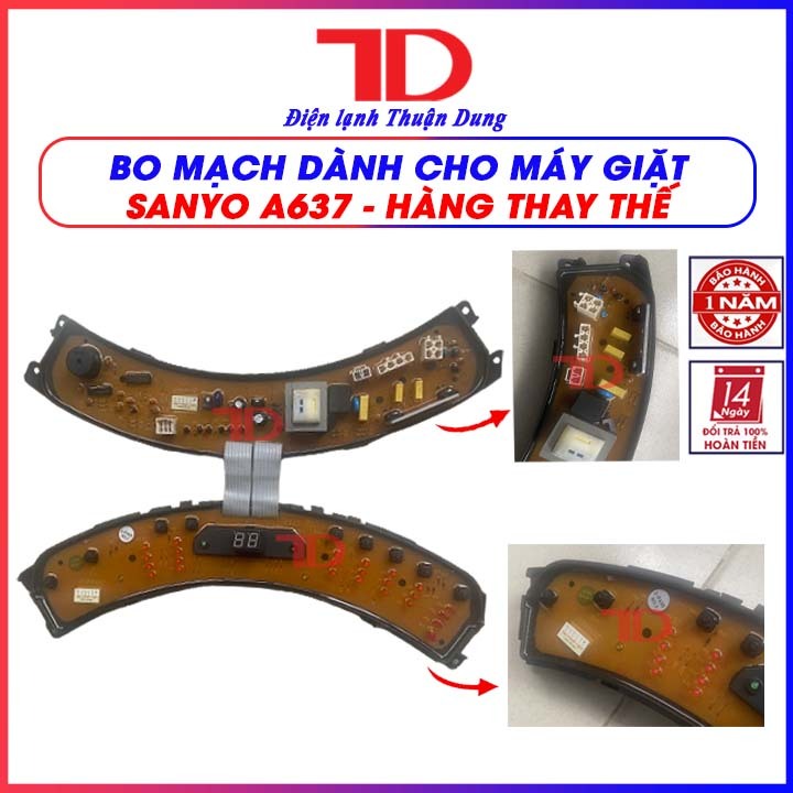Bo mạch máy giặt, board dành cho máy giặt Sharp, model A637, hàng thay thế, Điện Lạnh Thuận Dung ...