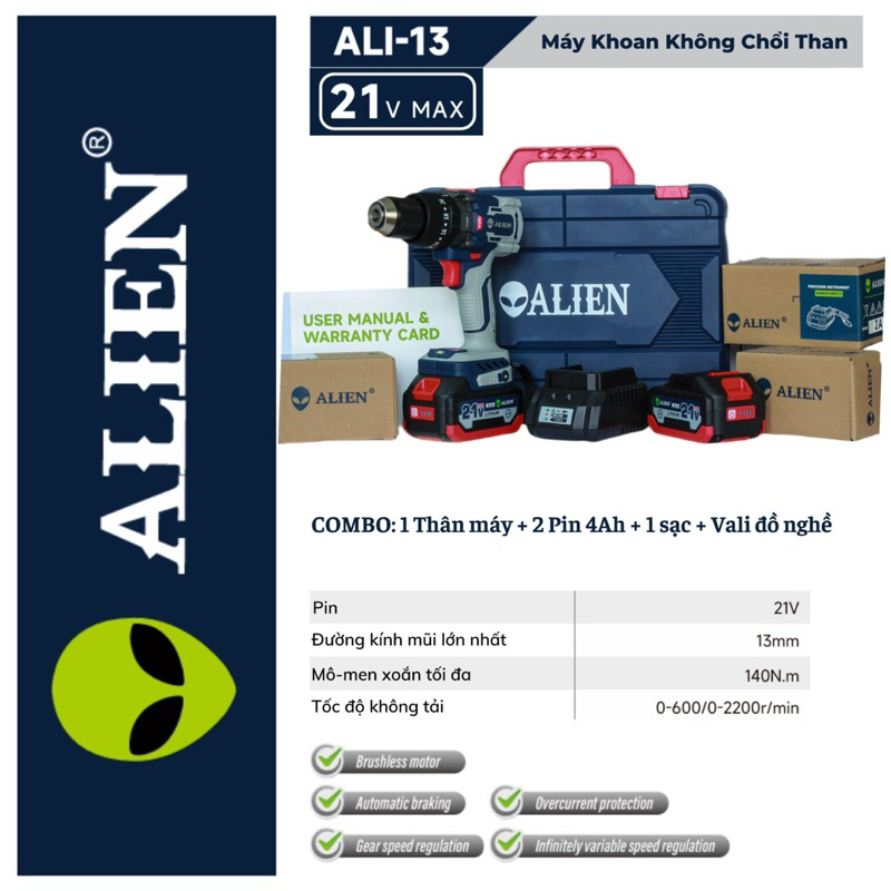 Máy Khoan Pin ALIEN Ali-13 SET | Shopee Việt Nam