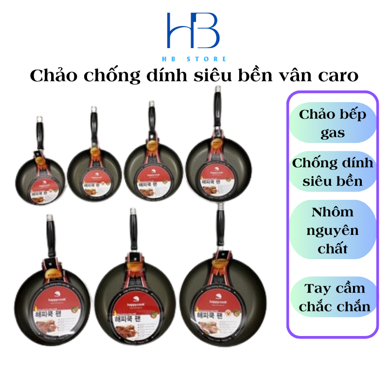 Chảo Không Dính Mặt Caro Cao Cấp bếp ga bếp hồng ngoại Happy Cook Nhiều ...