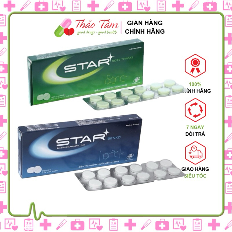 Viên ngậm đau họng star benko/ star sore throat 24v | Shopee Việt Nam