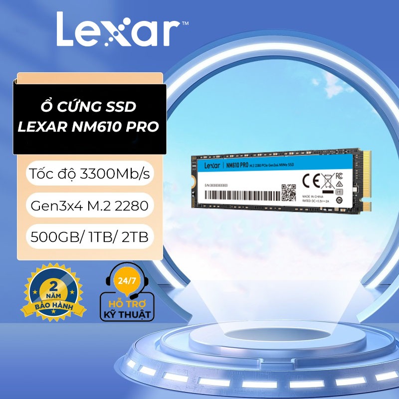 Ổ cứng SSD Lexar NM610 PRO M.2 2280 Gen3x4 NVMe 500GB/ 1TB/ 2TB, Tốc độ ...