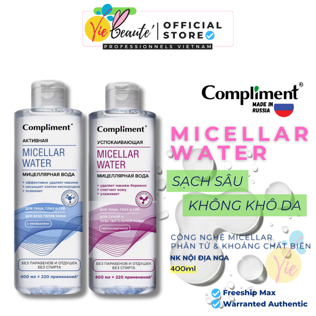 Nước Tẩy Trang Compliment Micellar Water 400ml Làm Sạch Sâu Cho Da Nhạy ...