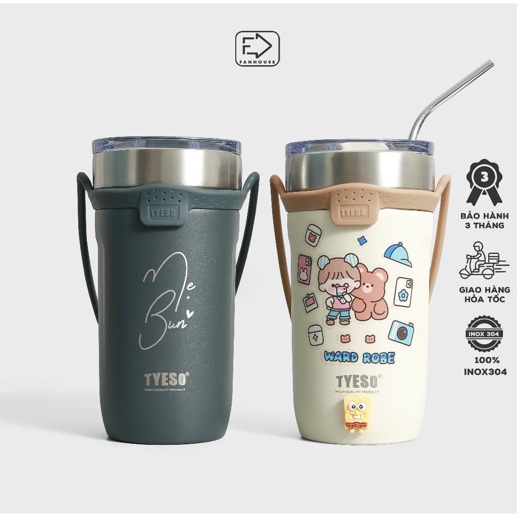 Ly giữ nhiệt cao cấp Tyeso Tumbler Fan House dung tích 550ml & 710ml, chất liệu inox 304, khắc ...