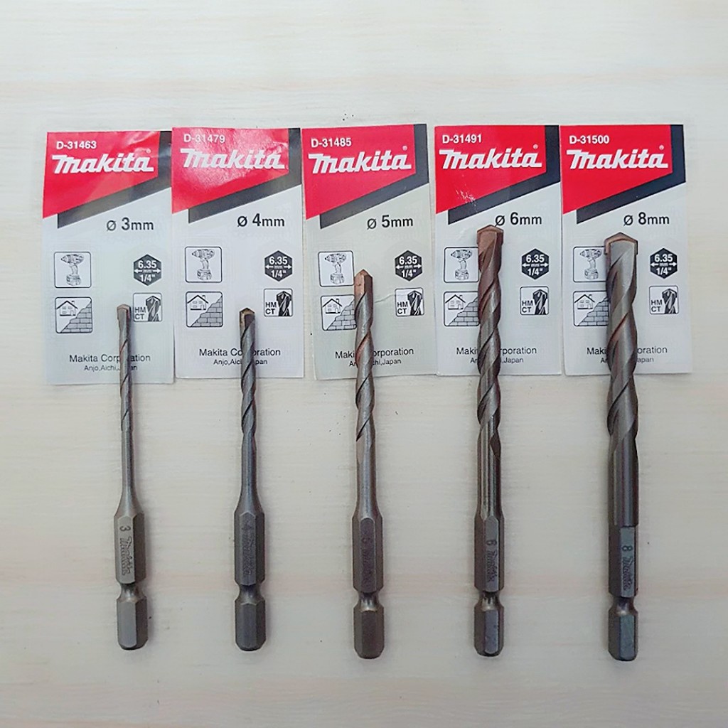 Mũi khoan tường, gạch, bê tông, gỗ Makita chui lục giác .3-3.2-4-5-6-8mm | Shopee Việt Nam