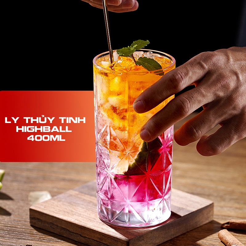 Bộ 6 Ly thủy tinh Highball cao cấp đựng soda, nước ép, đồ uống gia đình ...