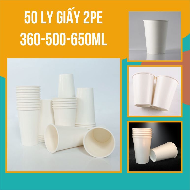 50 Ly giấy trà sữa, cafe dung tích 360ml, 500ml, 650ml | Shopee Việt Nam