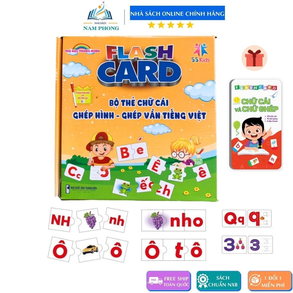 Sách - Bộ Thẻ Học Thông Minh Flashcard Chữ Cái, Ghép Hình Ghép Vần ...