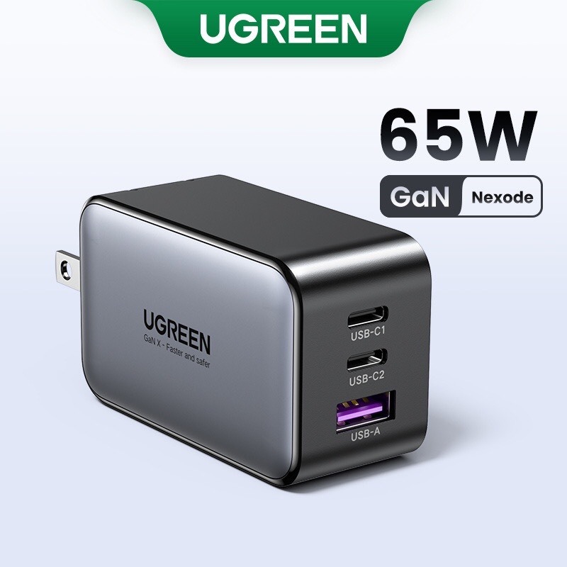 GaN UGREEN Sạc nhanh USB-A USB-C GaN 65W hai cổng thích hợp cho iPhone X 12 13 14 Pro Max ...