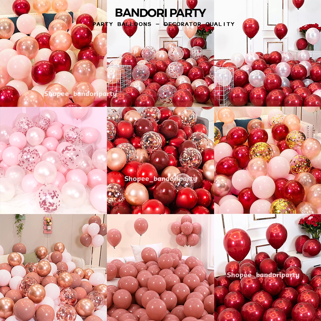 Set 30 Bong Bóng Mix Màu Tone Đỏ Và Hồng Trang Trí Phòng Cưới, Lễ Tình ...