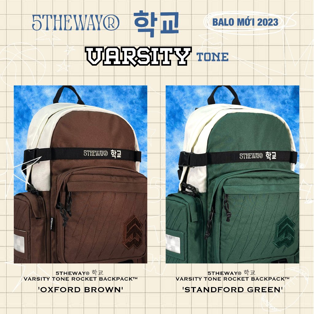 Balo 5THEWAY 학교 Varsity Tone Rocket Backpack Nhiều Phối Màu | Shopee ...