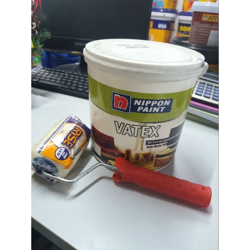 Sơn nippon vatex nội thất 4.8kg trắng+lulo(hàng chính hãng nippon) | Shopee Việt Nam