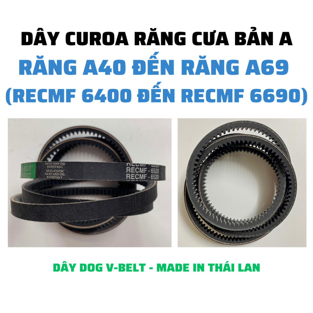 Dây curoa răng cưa bản A từ răng A40 (RECMF 6400) đến răng A69 (RECMF 6690) | Shopee Việt Nam
