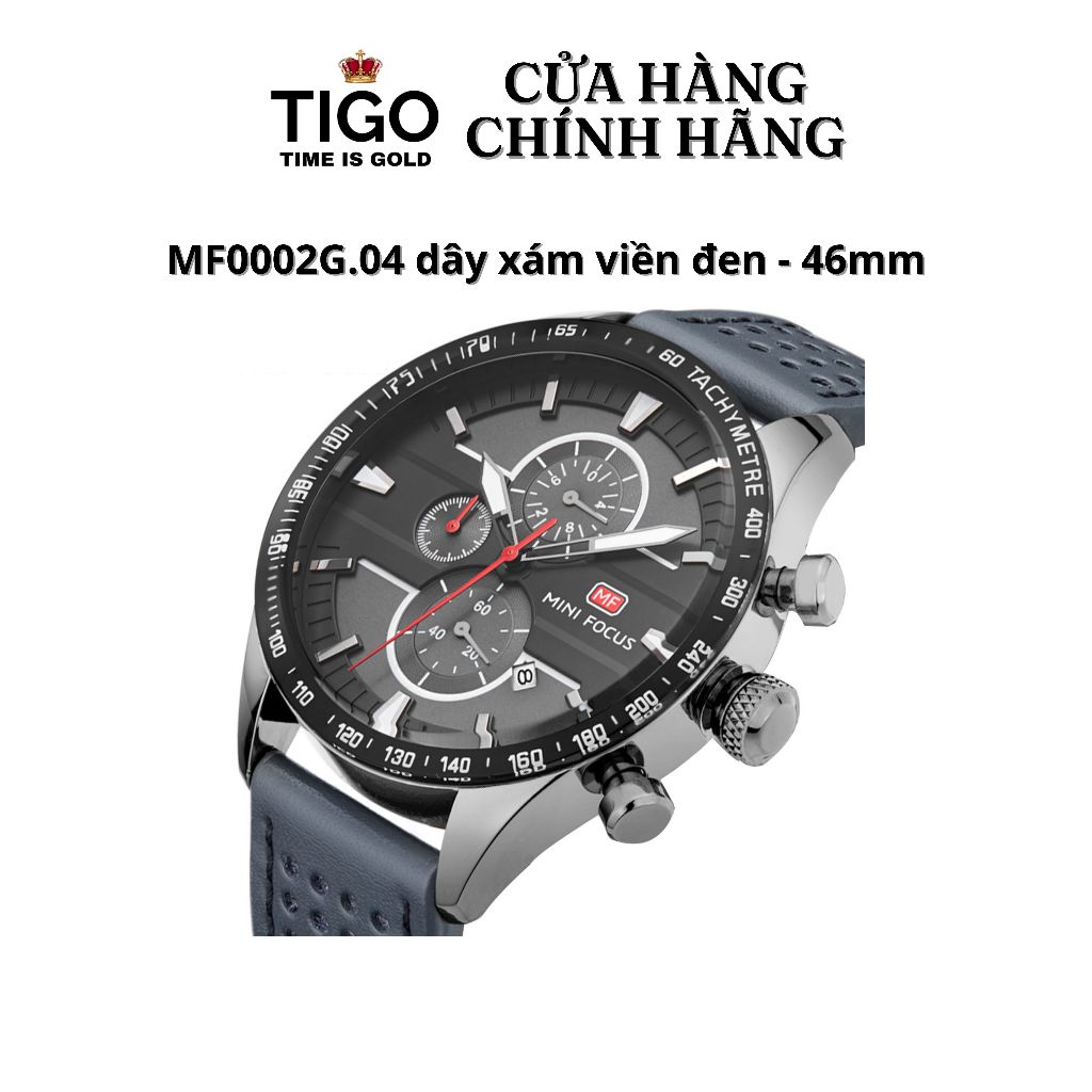 Đồng Hồ Nam MINI FOCUS MF0002G.04 Dây Da Xám Viền Đen Thép Không Gỉ Mặt Tròn 46mm | Shopee Việt Nam