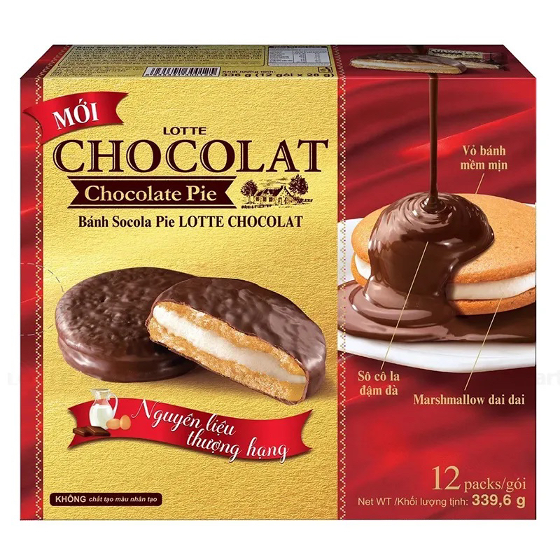 BÁNH SOCOLA PIE LOTTE CHOCOLAT HỘP 339,6G (12 CHIẾC)/ LOTTE CHOCOLAT ...