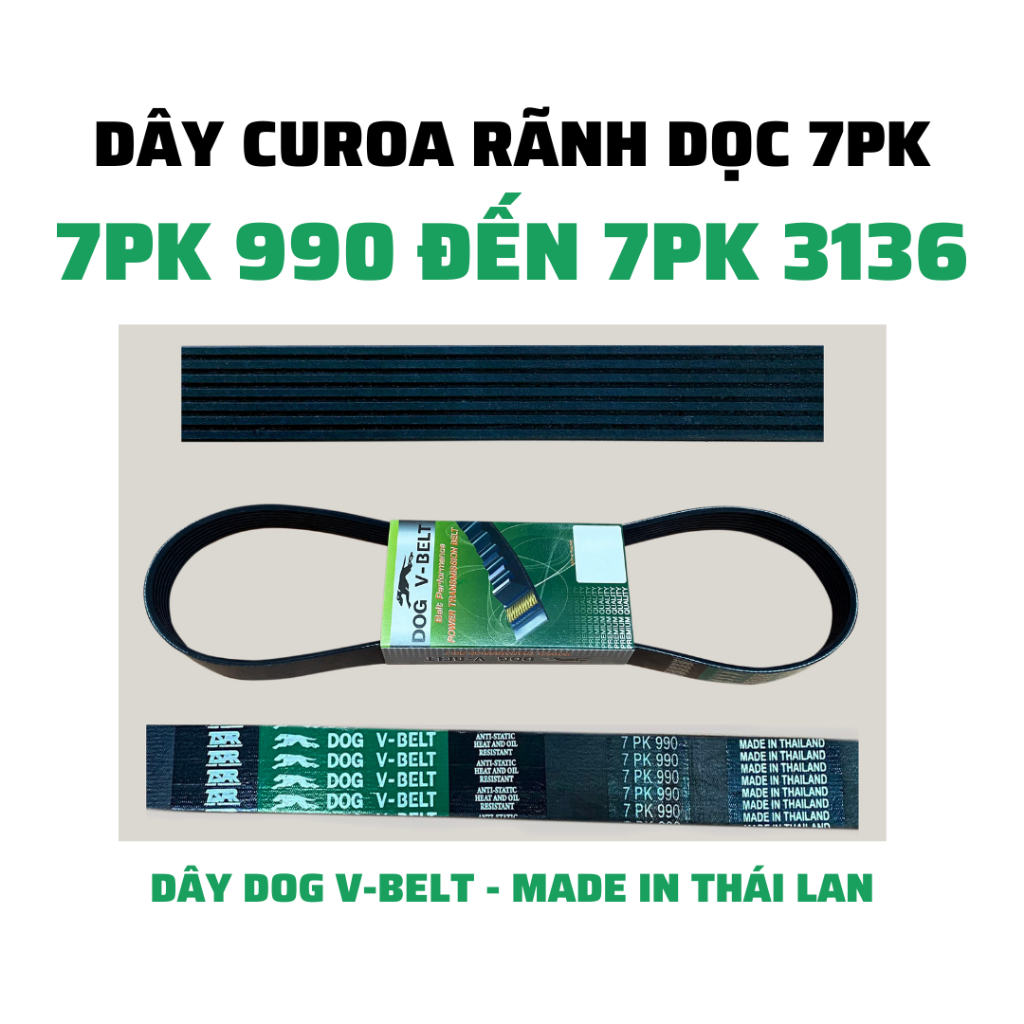 Dây curoa rãnh dọc 7PK dành cho ô tô từ 7PK 990 đến 7PK 3136 thương ...
