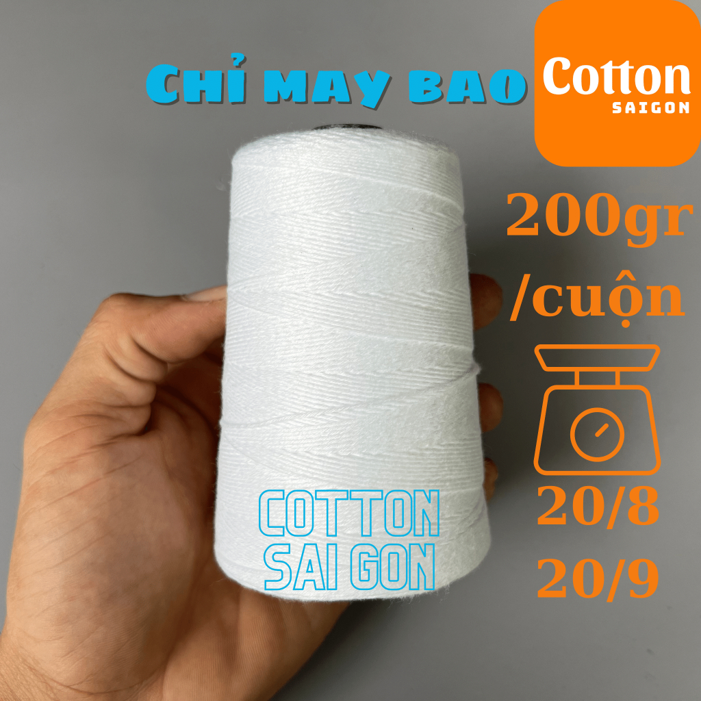 Chỉ may bao màu trắng mộc 200gr/cuộn (20/8) | Shopee Việt Nam