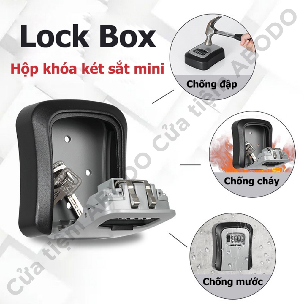 Hộp khóa két sắt Kim Loại 4 mã Lock Box đựng Chìa khóa Thẻ cho Homestay ...