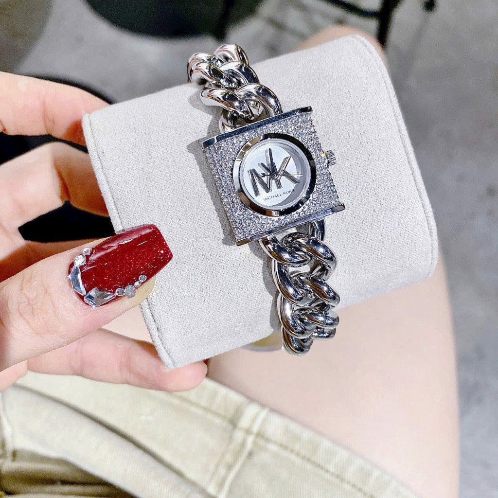 Đồng hồ nữ mặt vuông dây kim loại đeo tay cao cấp chống nước Michael ...