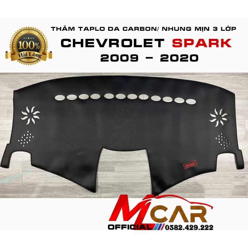 Thảm Taplo Da Cacbon, nhung lồng cừu xe Chevrolet #Spark 2007 - 2019 ...