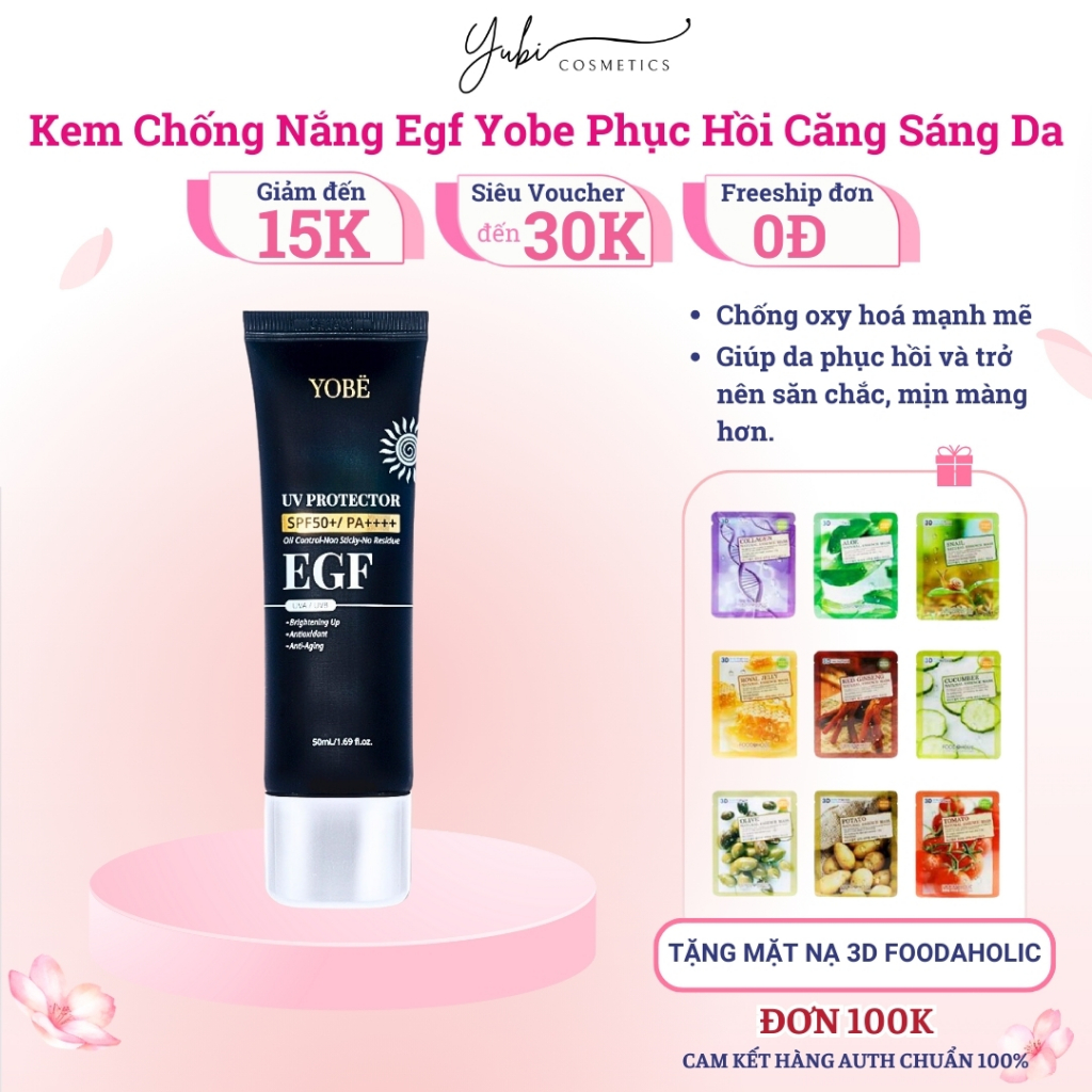 Kem chống nắng EGF phục hồi căng sáng da YOBE 50ml chính hãng - Hàn ...