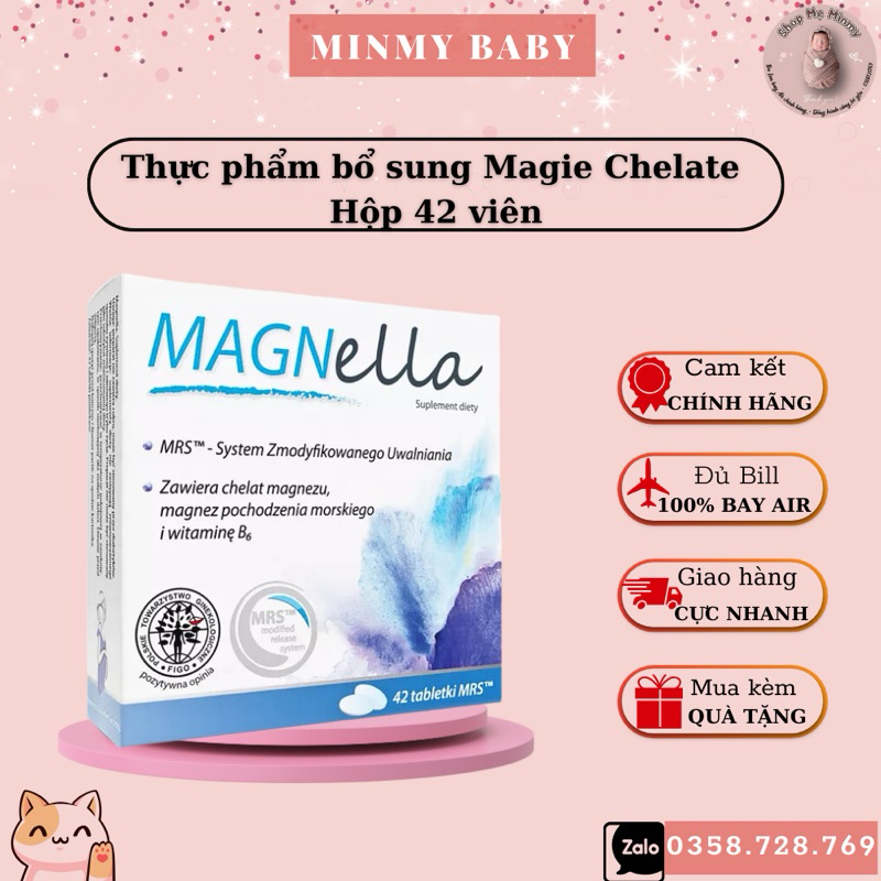 [Nội địa 42 Viên] Magnella-Bổ Sung Magie, Vitamin B6, Vitamin Bầu, Bổ Thần Kinh, Đau Cơ, Chuột ...